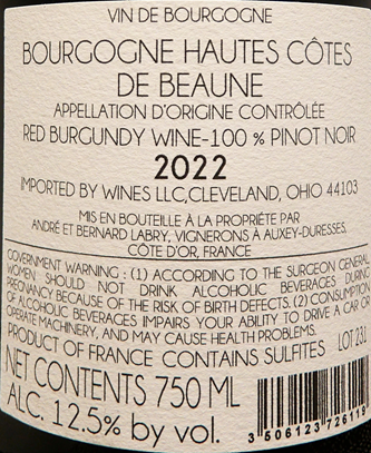 Haute-Cotes De Beaune Rouge, 2022 by Domaine Labry – Wines from France